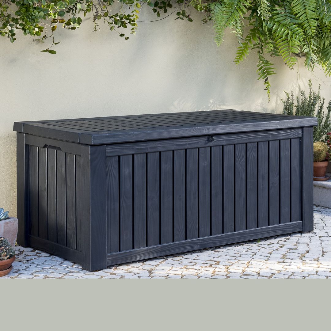 Keter Rockwood Garden Storage Box 570L - Anthracite - Hillier