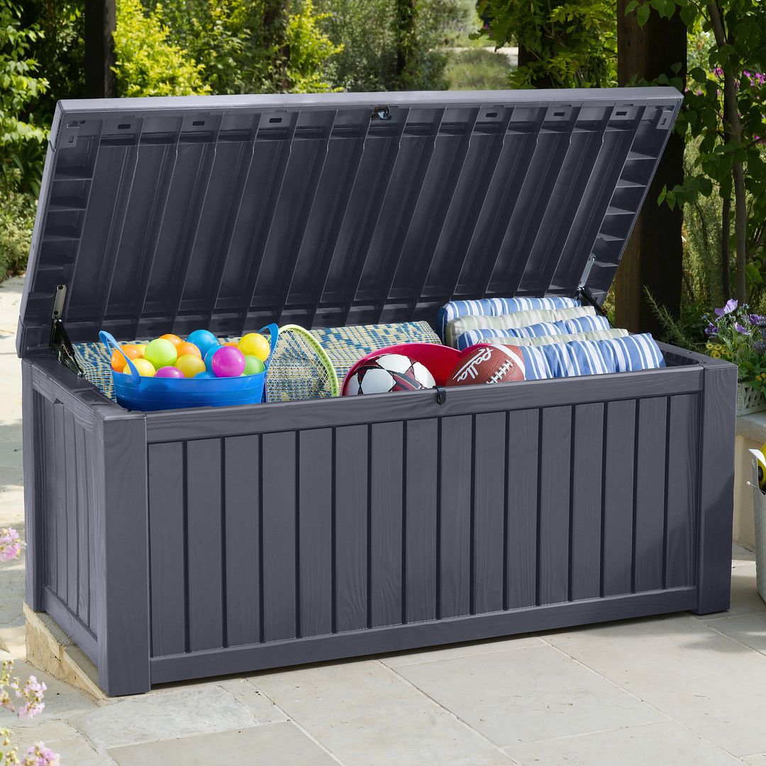 Keter Rockwood Garden Storage Box 570L - Anthracite - Hillier